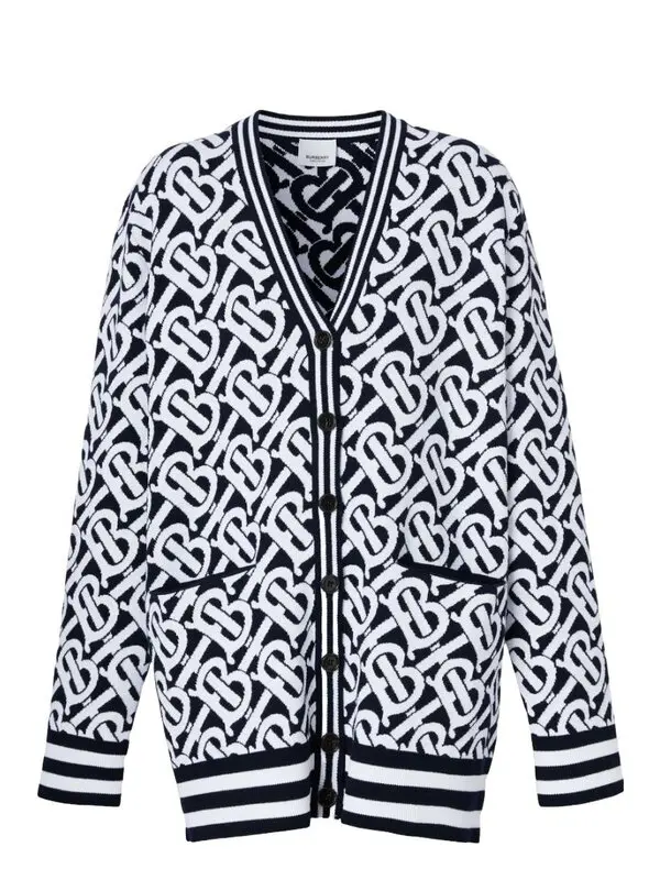 Burberry Monogram Pattern Cardigan - White
