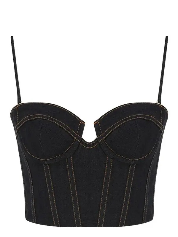 Zimmermann Crush Denim Corset Top - Night Sky