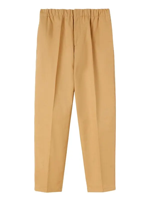 JIL SANDER Elasticated Waist Trousers With Tapered Cropped Leg - Sand Stone