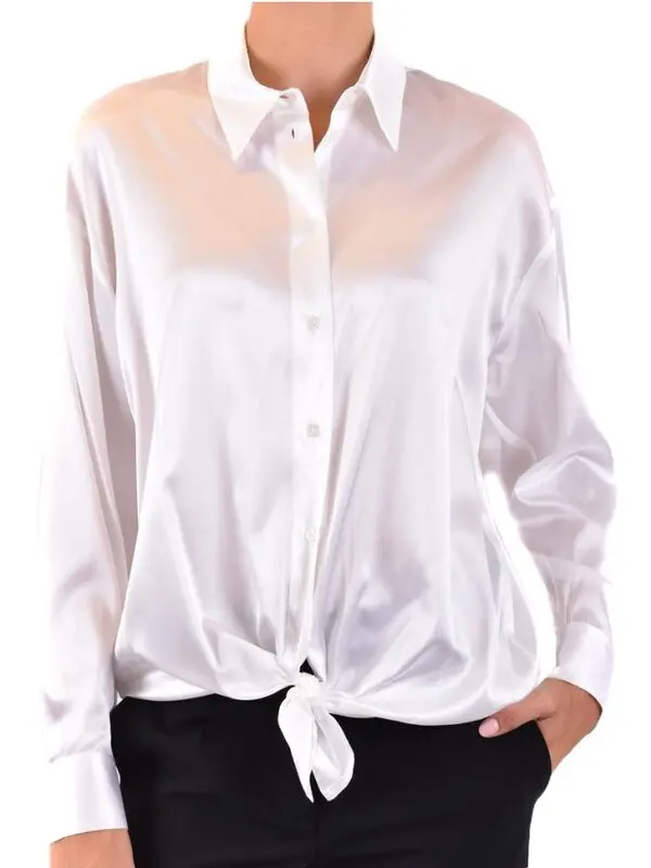 Pinko Long Sleeve Shirt With Front Tie Detail - White