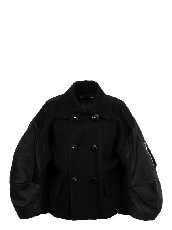 Sacai Double-breasted Cropped Jacket - Black