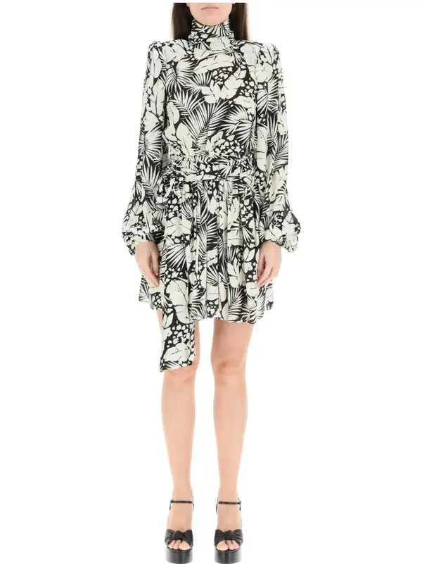 Saint Laurent Floral Print Mini Dress - White