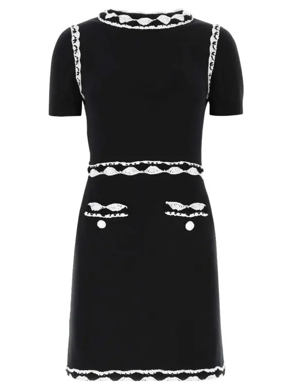 Moschino Crochet Trim Crewneck Dress - Black