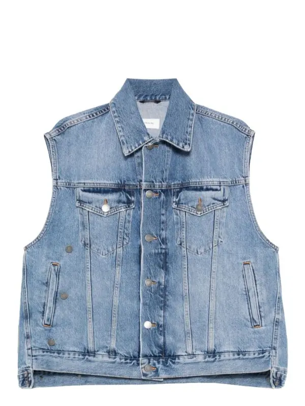 HAIKURE Sleeveless Denim Vest With Flap Pockets - Light Blue