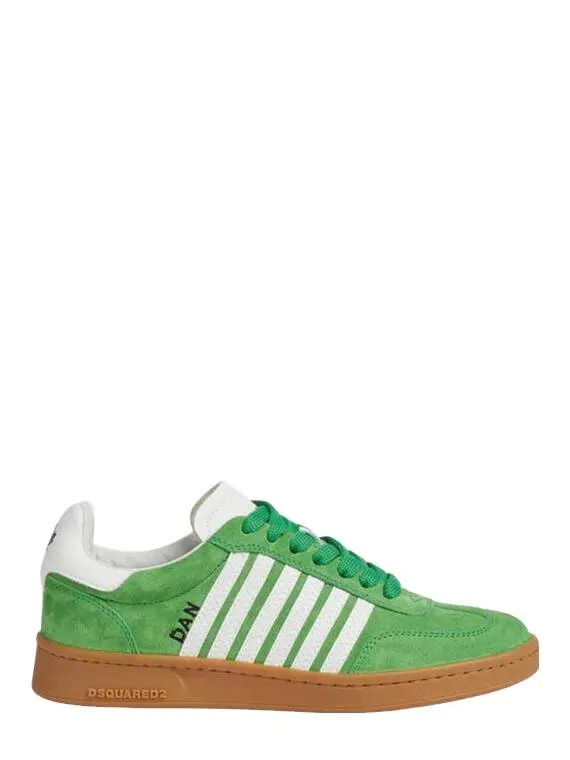 Dsquared2 Striped Suede Trainers With Contrasting Details - Green/white