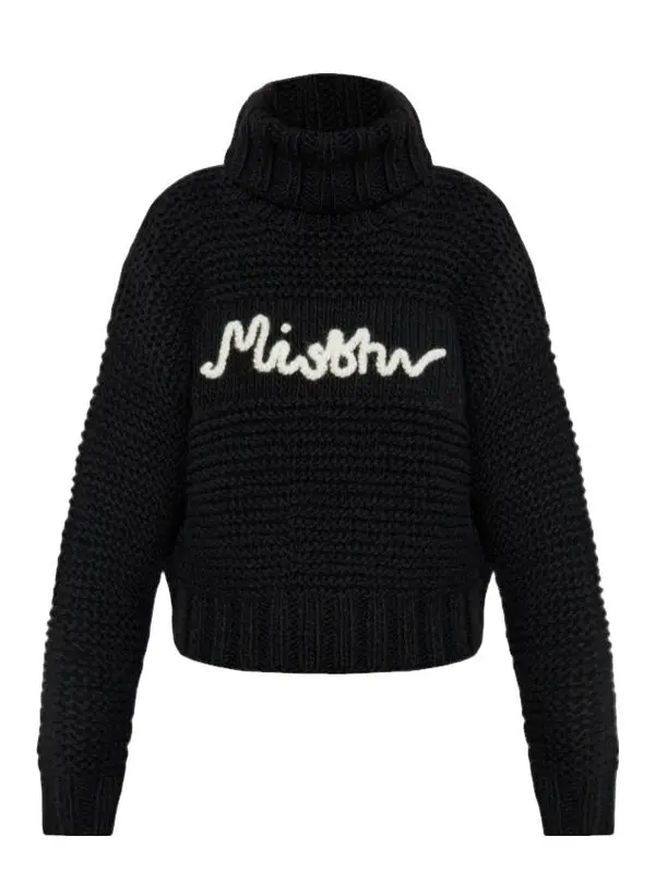 MISBHV Roll Neck Logo Knit Sweater - Black