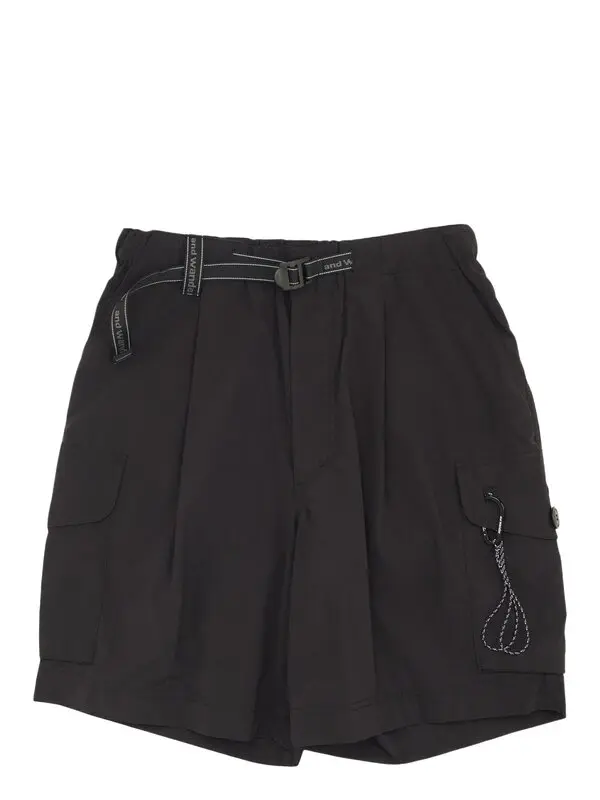 AND WANDER Oversized Cargo Shorts With Belted Waist - Black