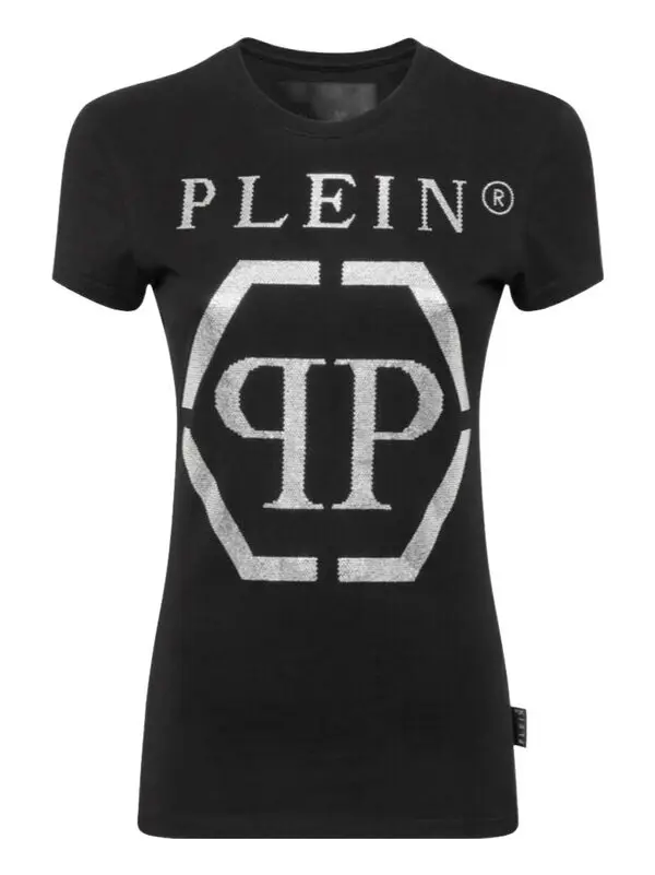 Philipp Plein Rhinestone Logo T-shirt - Black