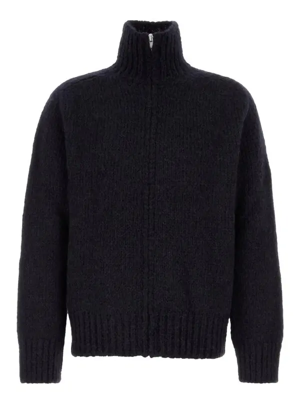 JIL SANDER High-neck Zipped Knit Cardigan - Midnight Blue