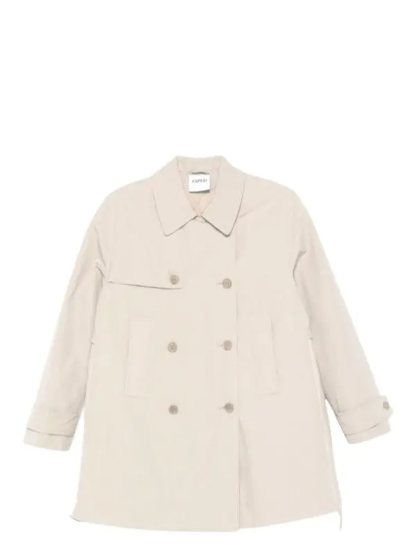 Aspesi Double-breasted Coat With Zip Detail - White