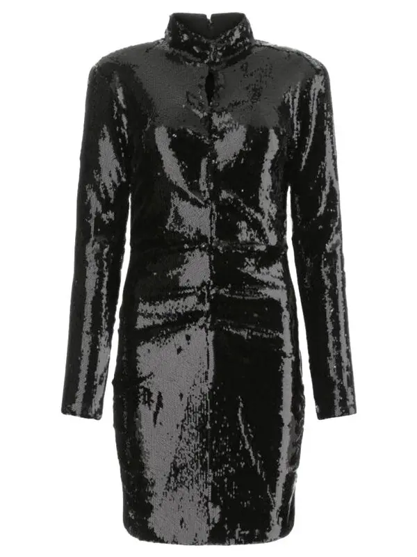Isabel Marant Étoile Sequined High Neck Mini Dress - Black
