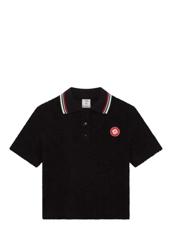 Casablanca Monogram Jacquard Towelling Polo Shirt - Black