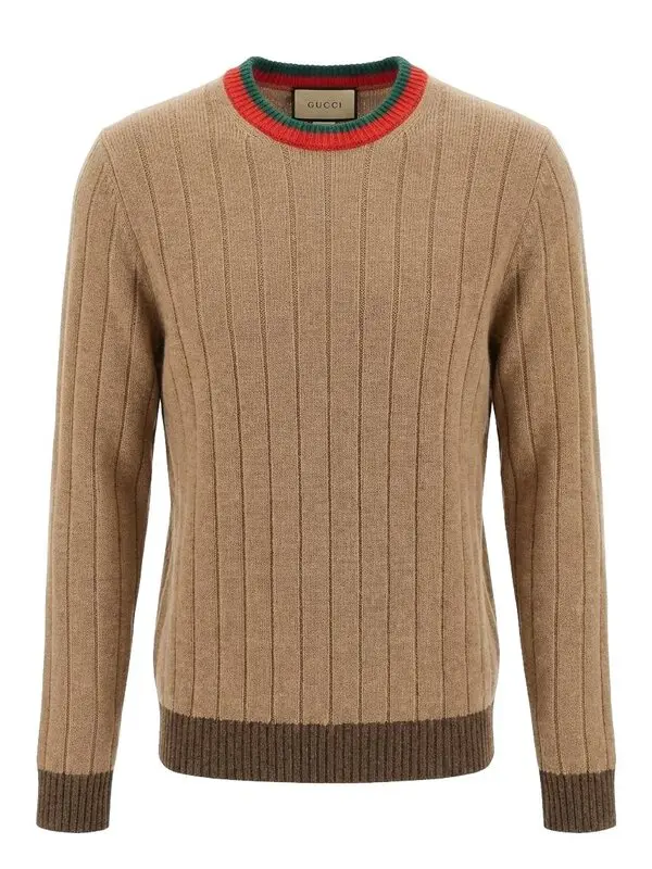 Gucci Ribbed Knit Jumper - Brown