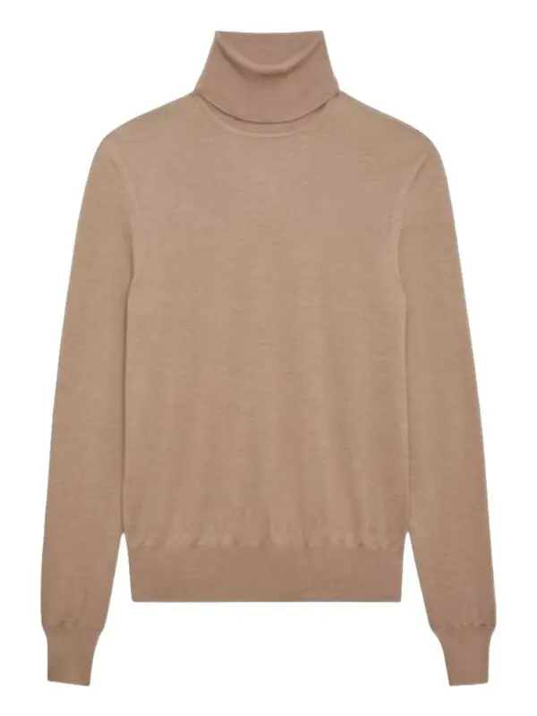 Saint Laurent Cashmere, Wool, And Silk Turtleneck Sweater - Nude