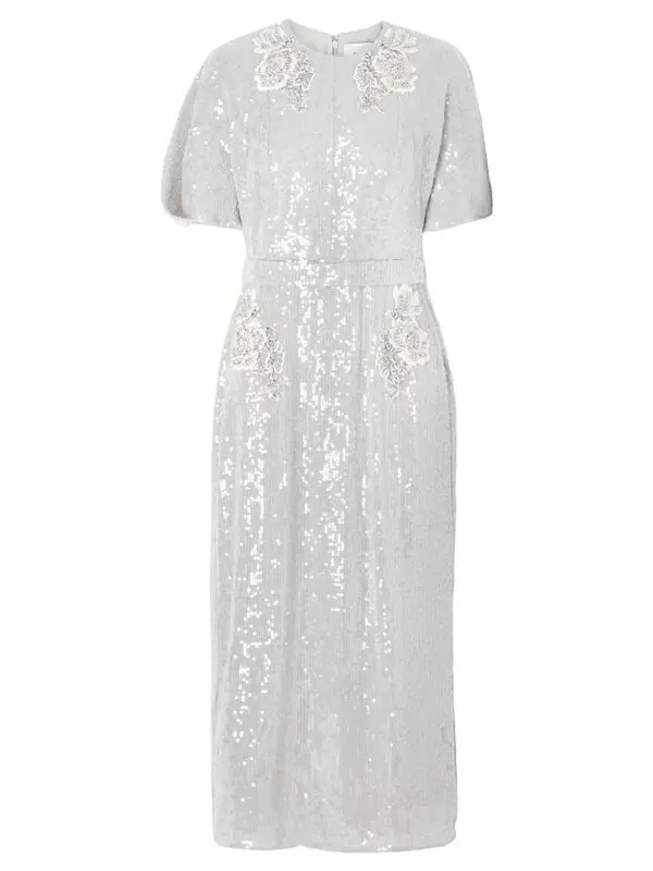 Erdem Sequined Midi Dress - Silver