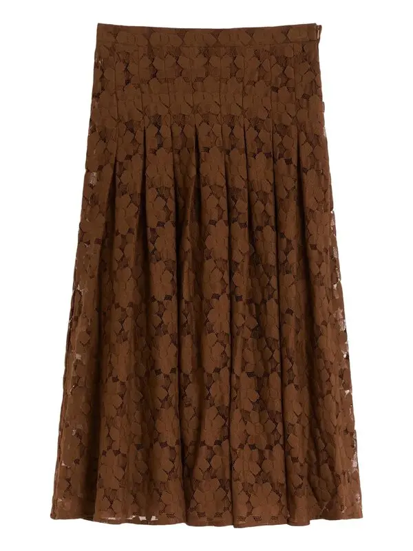 Max Mara Lace Midi Skirt - Chocolate-colored