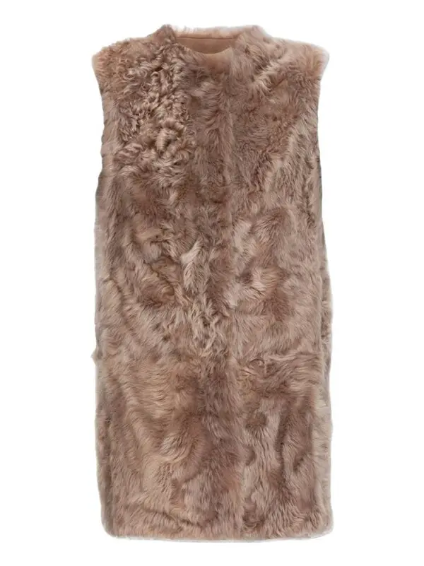 Dolce & Gabbana Sleeveless Fur Coat - Brown