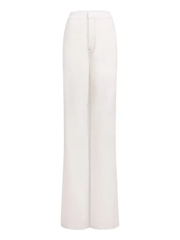 Alaïa Wool Dress Pants With Contrast Stitching - White