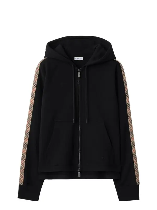 Burberry Zip-up Hoodie With Equestrian Knight Embroidery - Black
