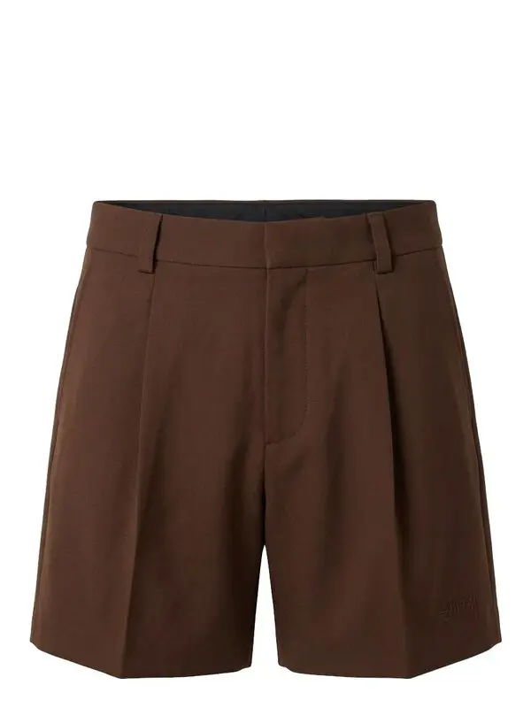 Gucci Pleated Shorts With Embossed Logo - Dark Brown