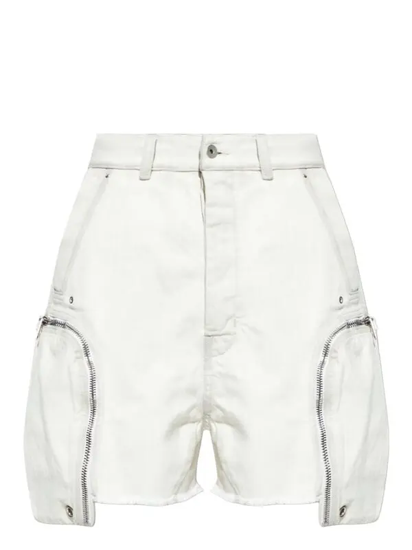 Rick Owens Zip Detail Denim Shorts - White