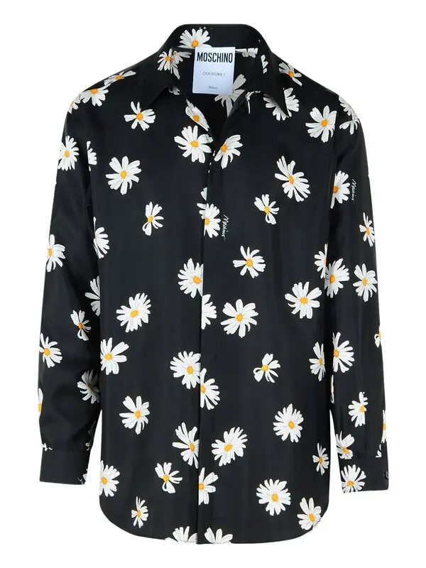 Moschino Floral Printed Long-sleeved Shirt - Black