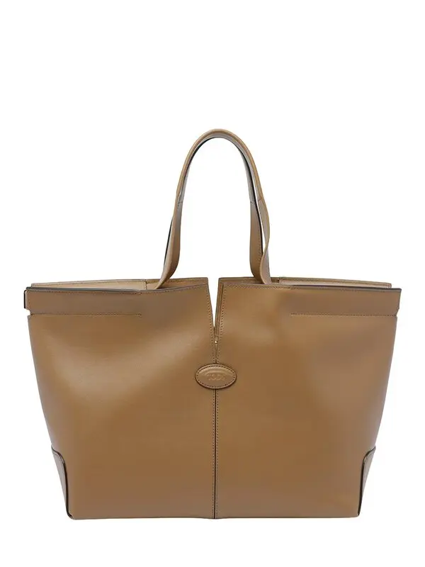 TOD'S Logo Debossed Medium Tote Bag - Brown