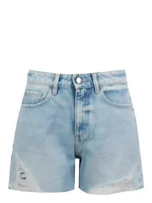ICON DENIM LOS ANGELES Distressed High-waist Denim Shorts - Blue