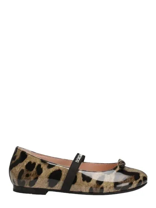 Dolce & Gabbana Leopard Print Ballet Flats With Bow Detailing - Multi-color