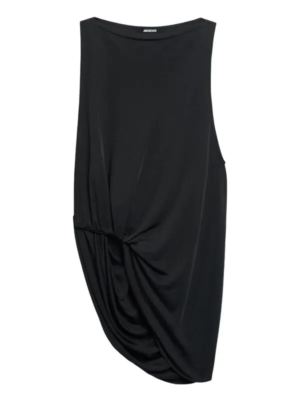 Jacquemus Asymmetric Twist Detail Tank Top - Black