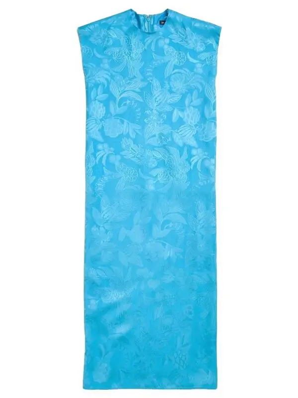 Balenciaga Sleeveless Mini Dress With Raw Edges And Back Slit - Sky-blue