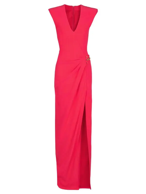 Balmain Embellished Detail Long Crepe Dress - Pink