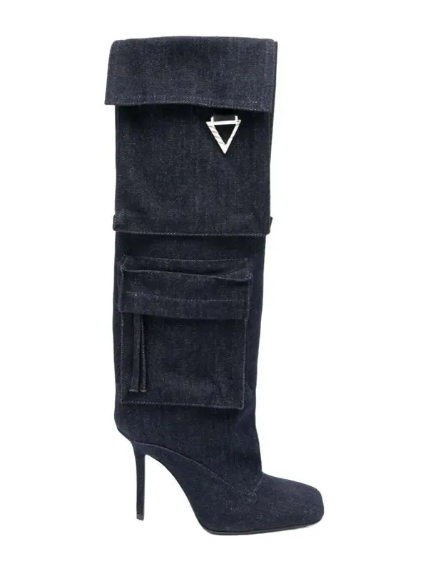 Attico Sienna 105mm Square Toe Boots - Black