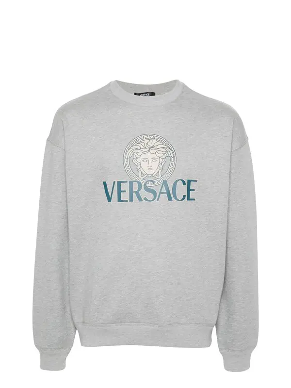 Versace Medusa Head Print Cotton Sweatshirt - Gray