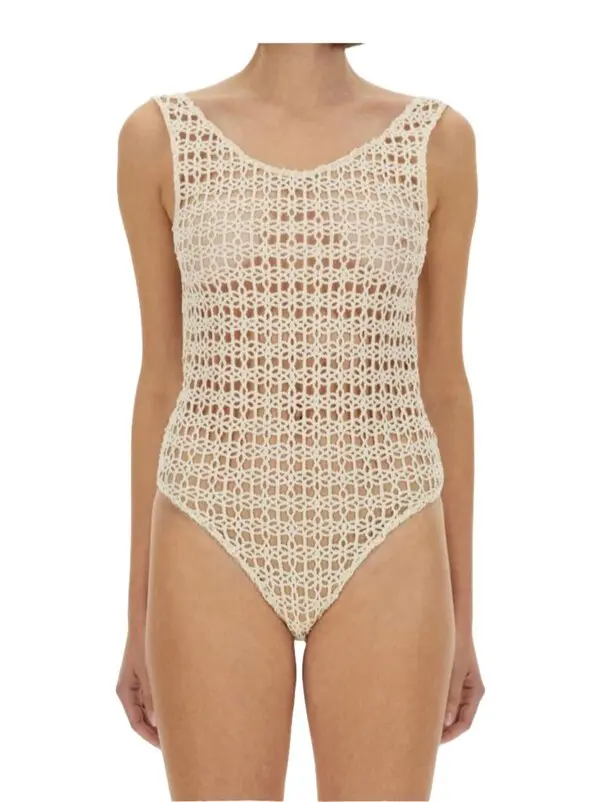 ALYSI Macrame Bodysuit - Nude
