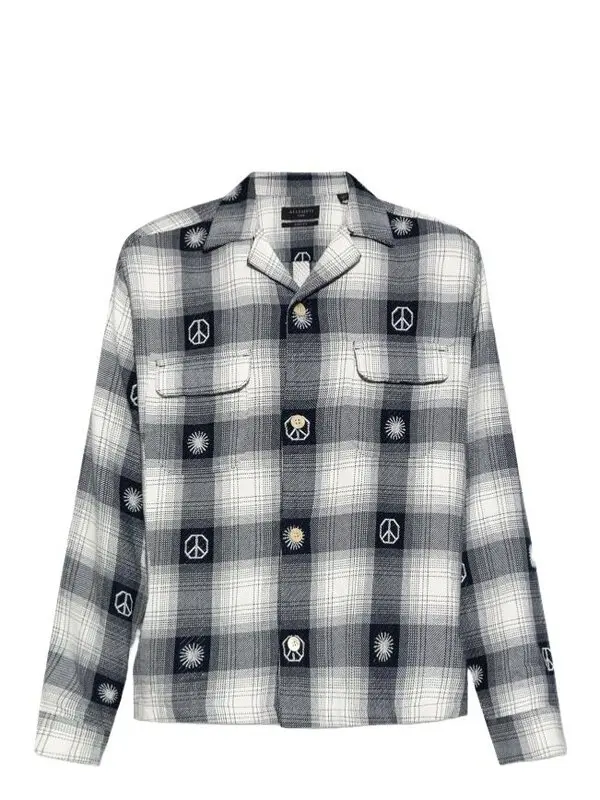 ALLSAINTS Castor Checked Long-sleeved Shirt - Peacock Blue