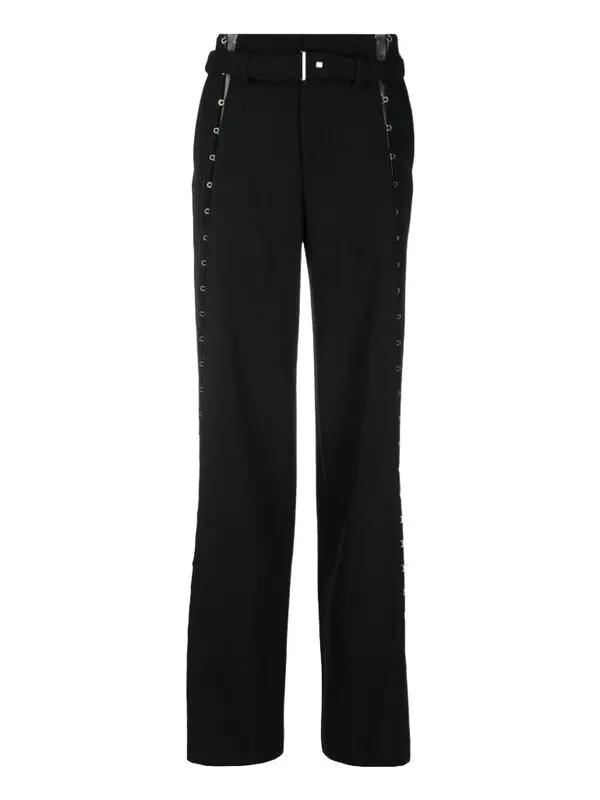 DION LEE Hook-detailed Wide Leg Trousers - Black