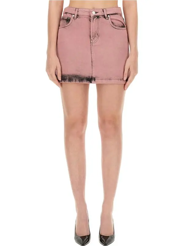 Moschino Belt-loop Denim Mini Skirt - Nude