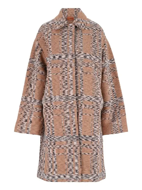 Missoni Checked Single-breasted Knitted Coat - Nude