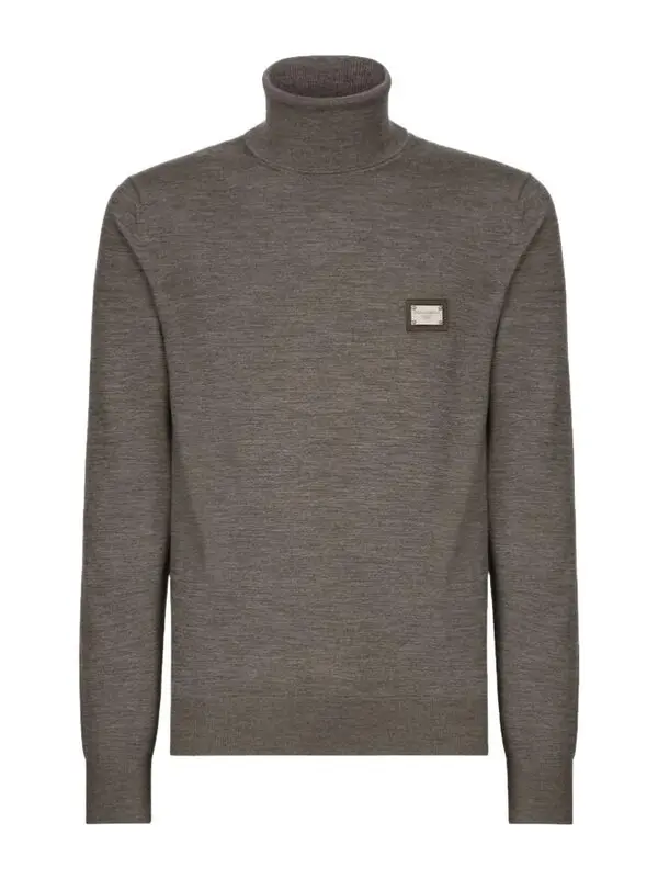 Dolce & Gabbana Logo Engraved Roll-neck Jumper - Black