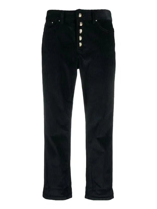 DONDUP Cropped Corduroy Straight-leg Trousers - Black