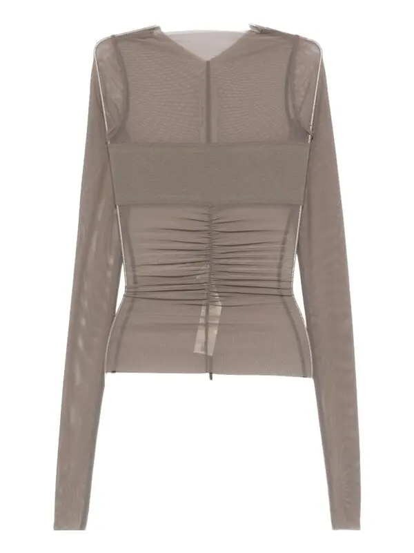 Rick Owens Long Sleeve Hooded Mesh Sweater - Gray