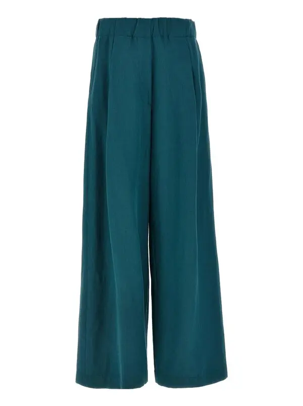 Dries Van Noten Pila Wool Blend Pleated Pants - Blue