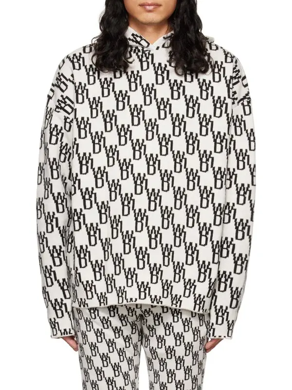 We11Done Monogram Knitted Hoodie - White