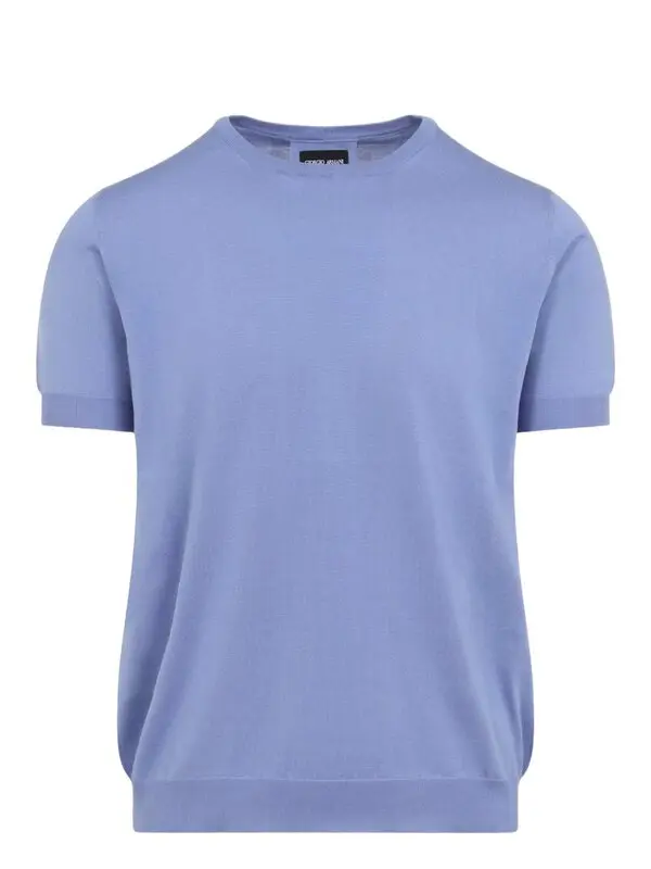 Giorgio Armani Short-sleeve Knitted Sweater - Blue