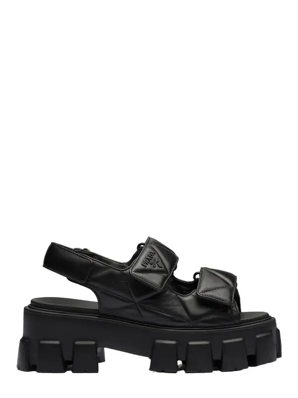 Prada Monolith Nappa Leather Sandals - Black