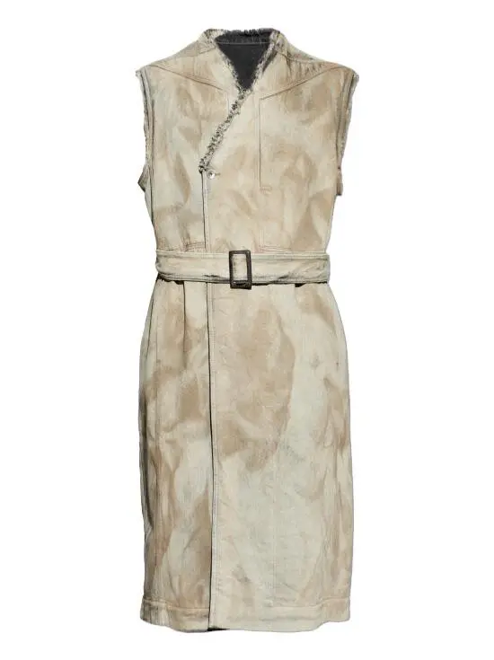 Rick Owens Sleeveless Belted Coat - Beige