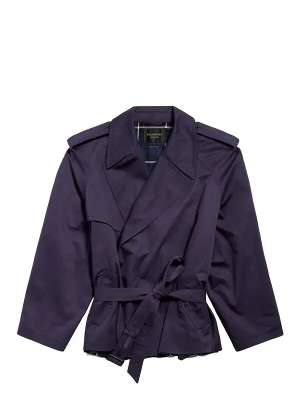 Balenciaga Cropped Trench Coat - Deep Navy Blue