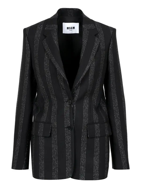 MSGM Striped Single-breasted Blazer - Black