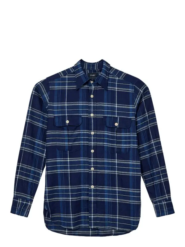 DRAKE'S LONDON Long Sleeve Shirt - Blue